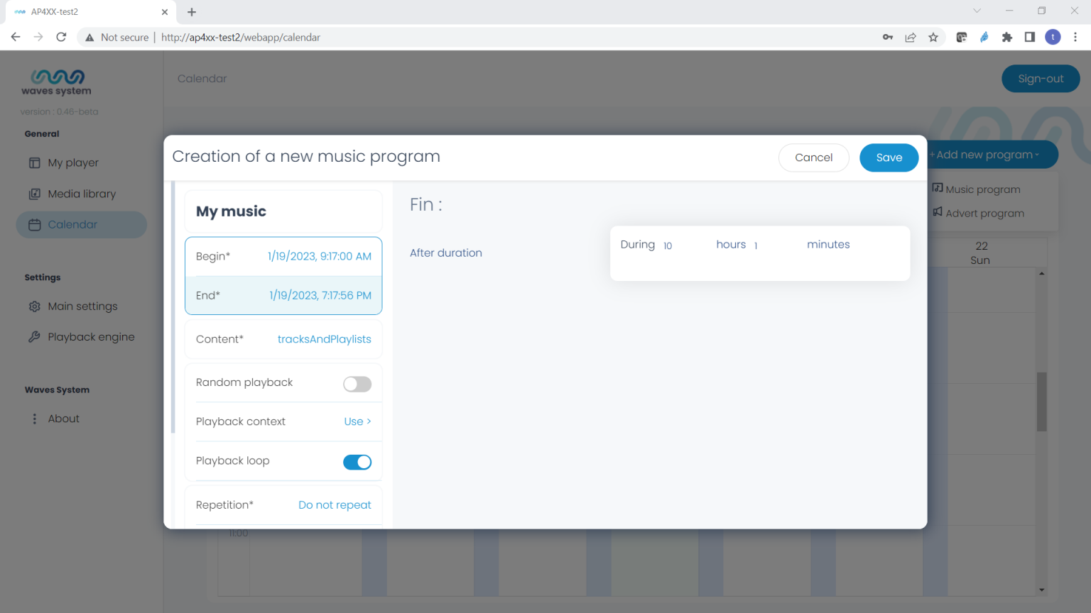 AP420 - Professional background music and message player