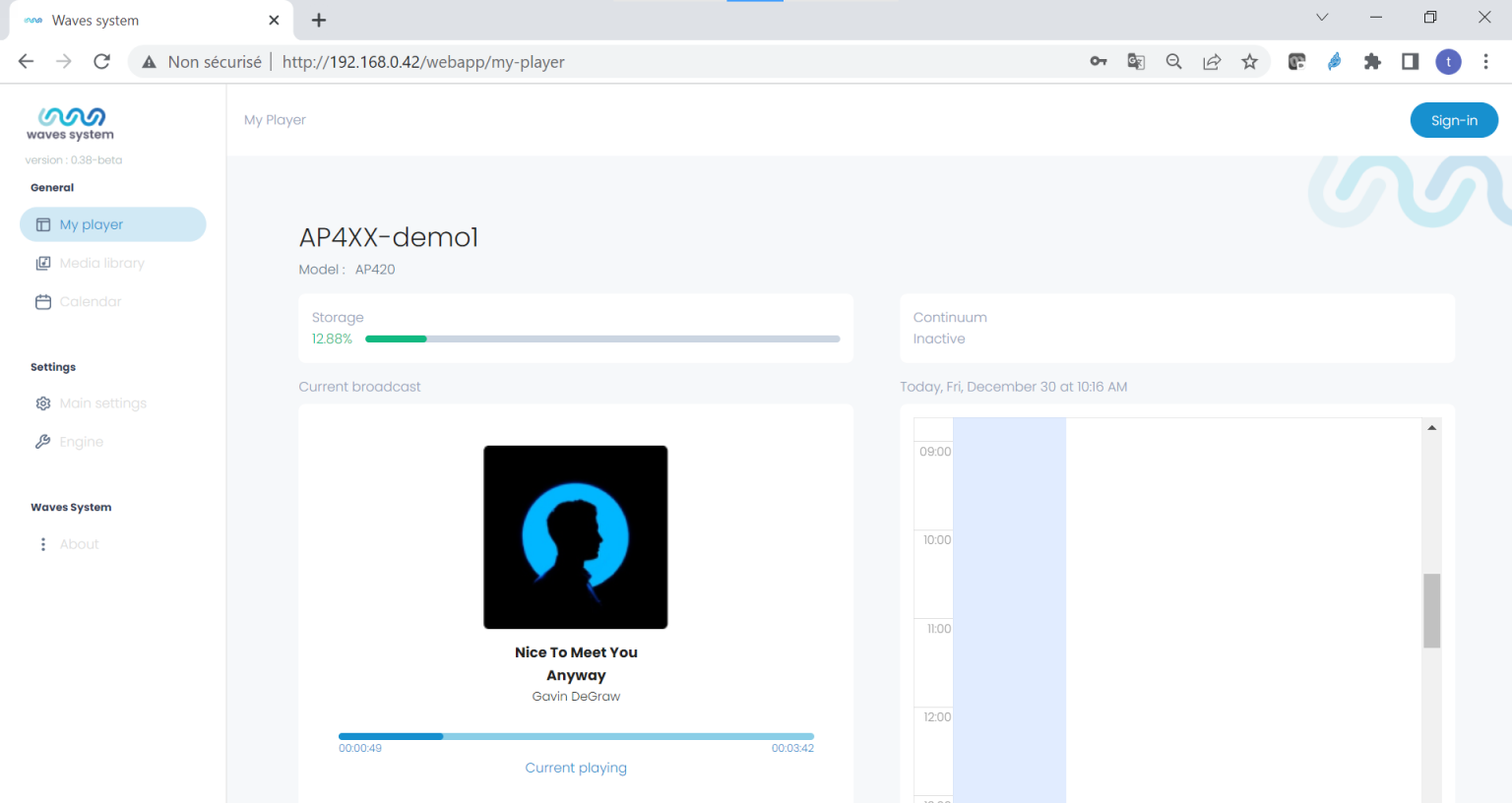 AP420 - Professional background music and message player
